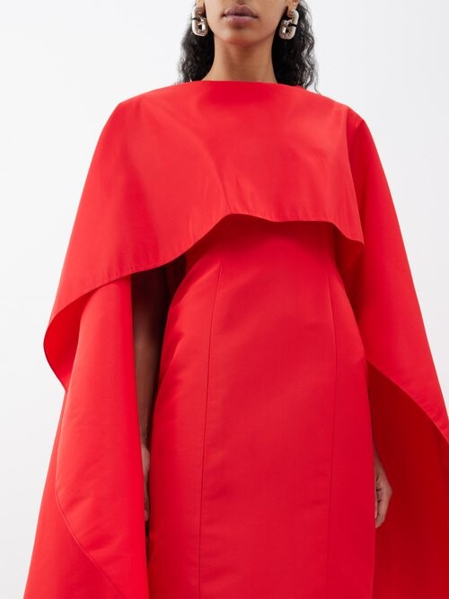 Carolina Herrera Cape-overlay Silk-faille Gown - ShopStyle Evening Dresses