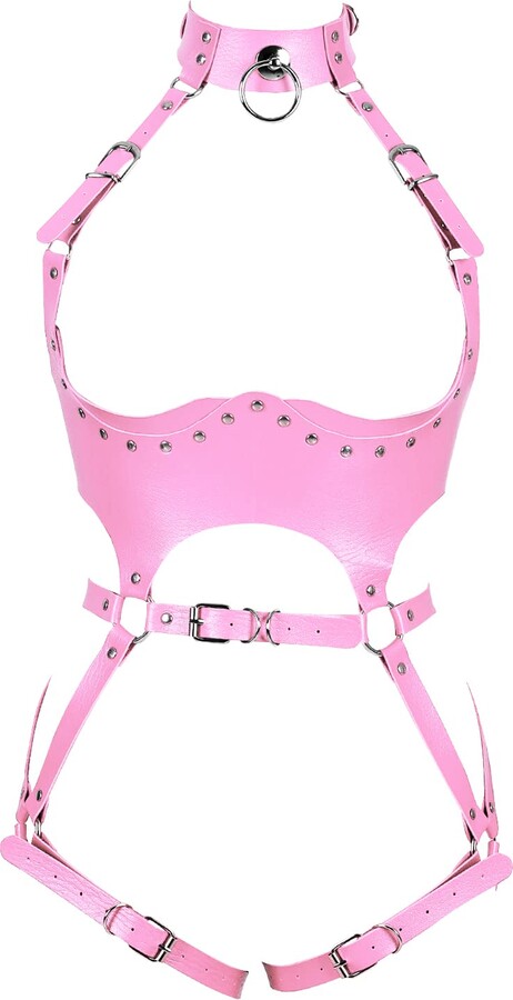 BBOHSS Women's Body Harness Punk Lingerie Leather Chest Cage Bra Gothic ...