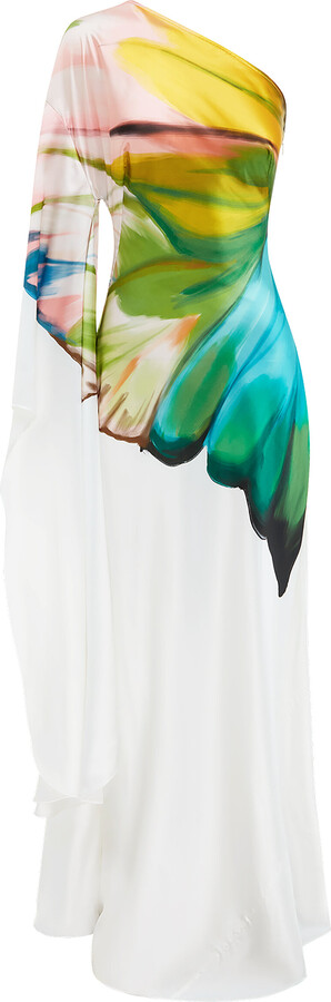 Leo Lin Mei Asymmetric Printed Satin Gown - ShopStyle Evening Dresses