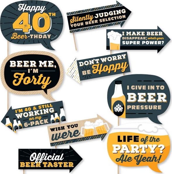 Big Dot of Happiness Funny Cheers and Beers to 40 Years - 40th Birthday ...