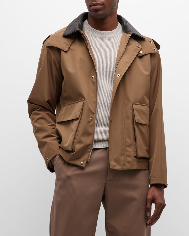 Loro Piana Men's Horsey Utility Jacket with Leather Trim - ShopStyle