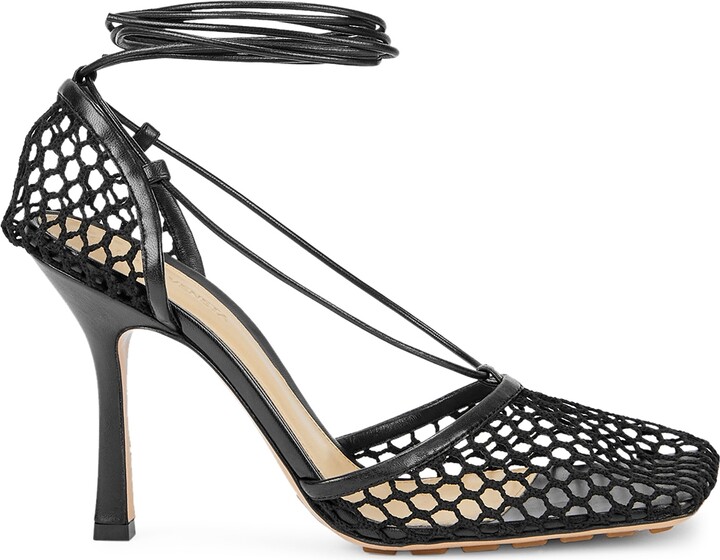 Bottega Veneta Stretch 90 Black Mesh Sandals - ShopStyle