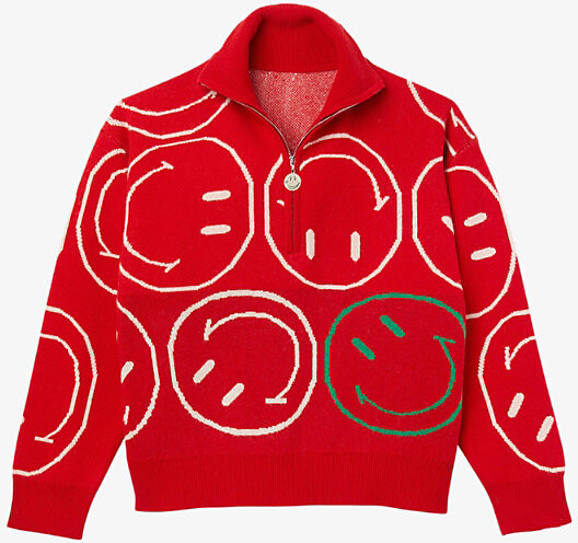 Sandro Womens Rouges Smiley-face Print Wool-blend Jumper - ShopStyle ...