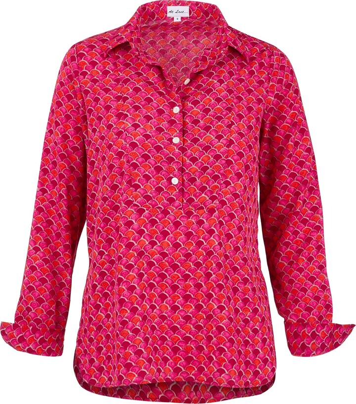 AtLAST Soho Shirt In Hot Pink Scallop - ShopStyle Tops