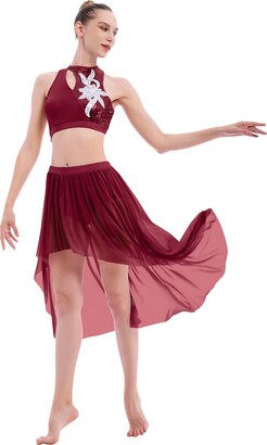 ODASDO Lyrical Dance Costumes for Women 2 Piece Adult Modern ...