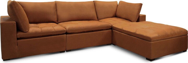 Hello Sofa Home Nirvana Top Grain Leather Modular Sectional, 4 Piece ...