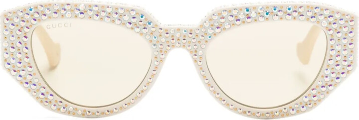Gucci Eyewear Double G rhinestone-embellished sunglasses - ShopStyle