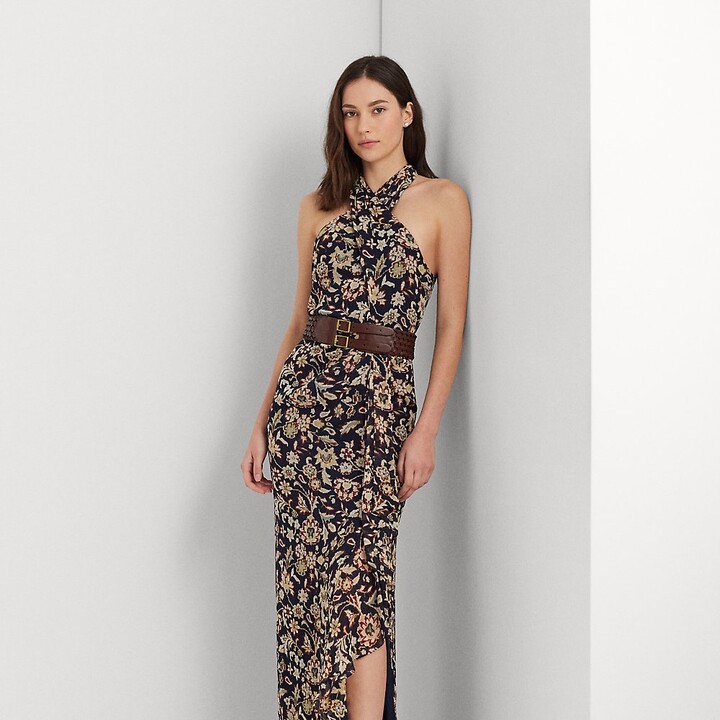 Lauren Ralph Lauren Ralph Lauren Floral Ruffle-Trim Georgette Halter Gown - ShopStyle