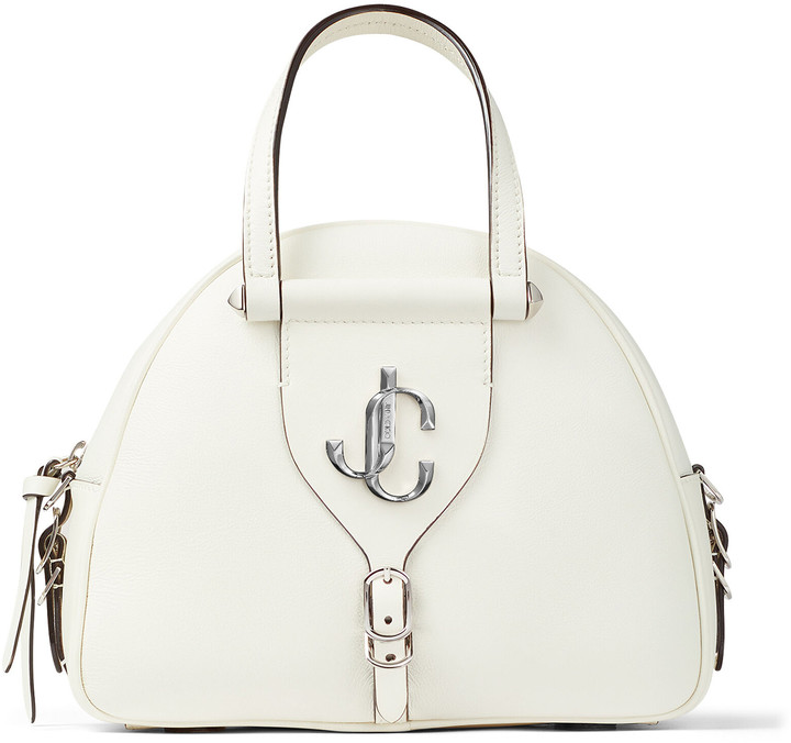 Jimmy Choo VARENNE BOWLING/S Latte Calf Leather Bowling Bag with Silver ...