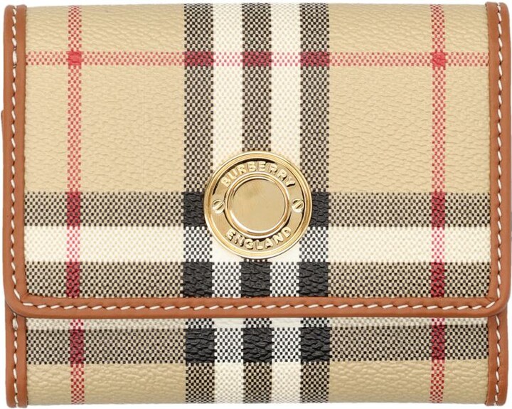 Burberry Check and leather small folding wallet - ShopStyle