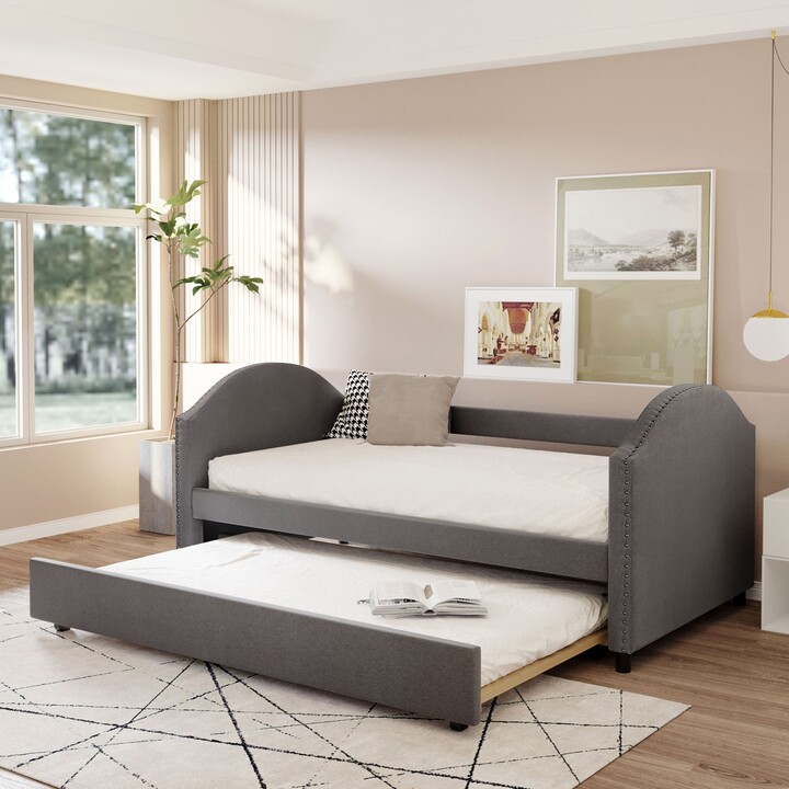 Rasoo The Full-Size Upholstered Daybed With Rollers Features A ...