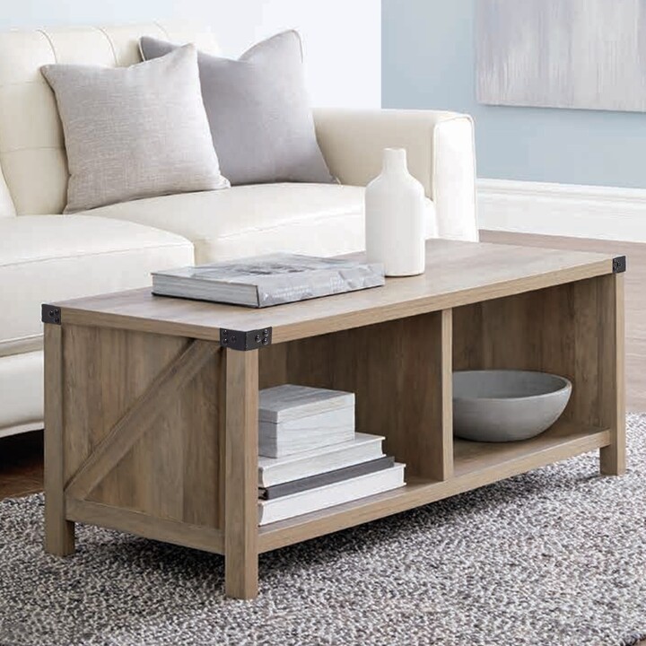 Magic Home 2-Tier Coffee Table with Shelf, ,Sofa Center Table, Wood ...