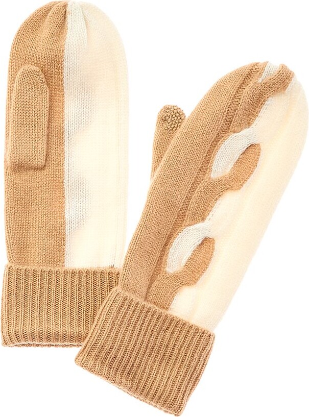 Hannah Rose Bi-Color Cable Cashmere Mittens - ShopStyle Gloves
