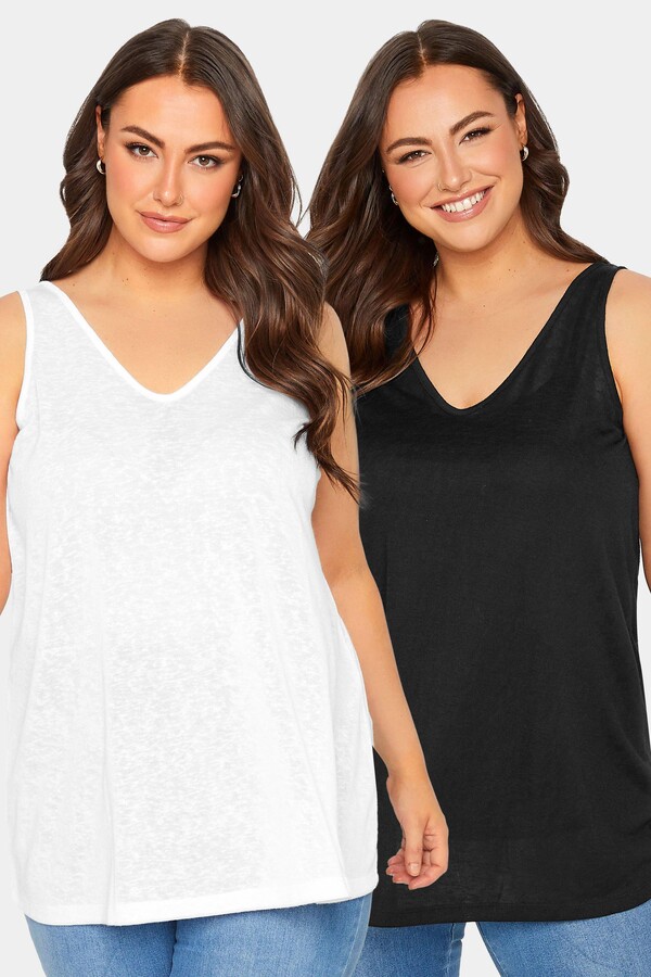 Yours 2 PACK Linen Look Vest Tops - ShopStyle
