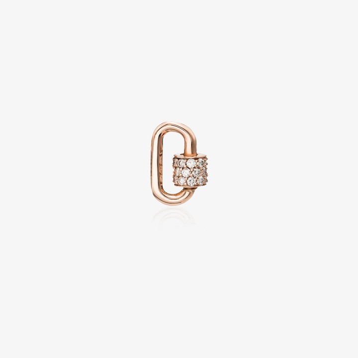 Marla Aaron 14K rose gold Stoned chubby baby diamond lock charm - ShopStyle