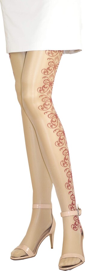 Leamel Laia 15 Denier Tattoo Nude Large Sheer Tights - ShopStyle Hosiery