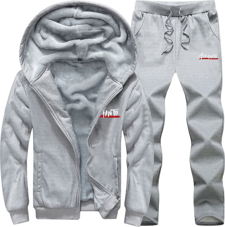 Bauzuoyo Men's Tracksuit with Fleece Lined Cotton Leisure Suit Hoodie ...