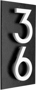Whitehall Products Floating Stand-Off 2-Number Vertical Sign, Black /W ...