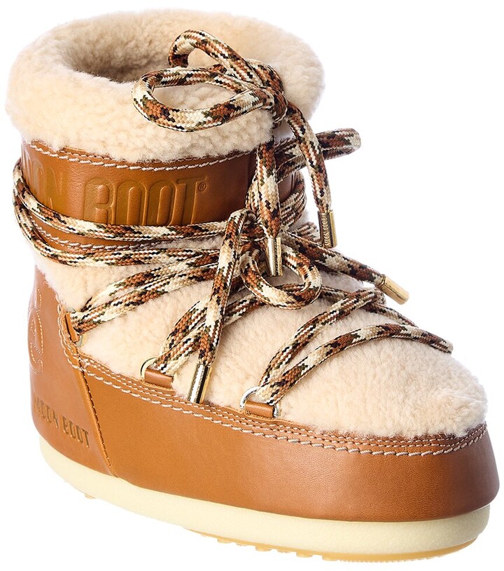 Chloé x Moon Boot Shearling & Leather Snow Boot - ShopStyle