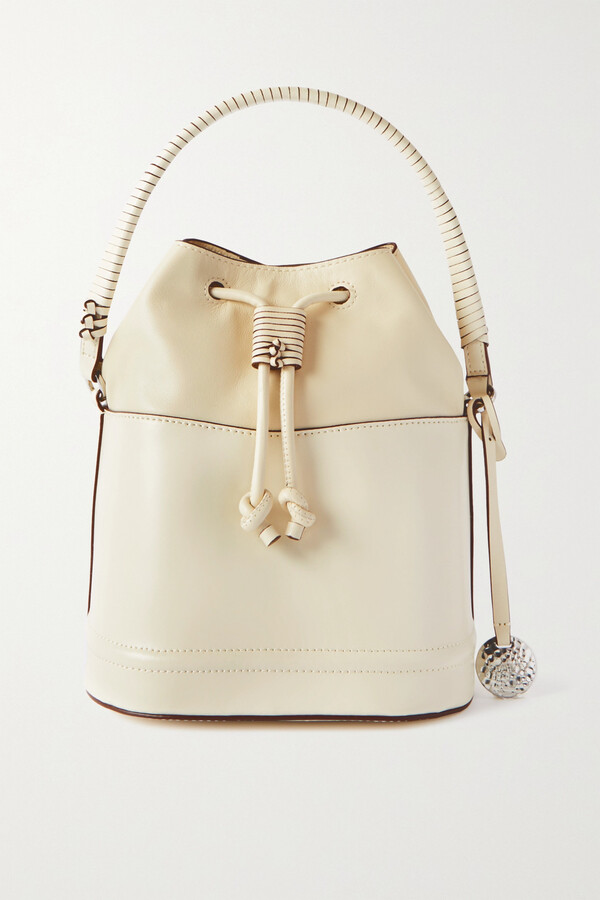 STAUD Agnes Paneled Leather Bucket Bag - Cream - ShopStyle