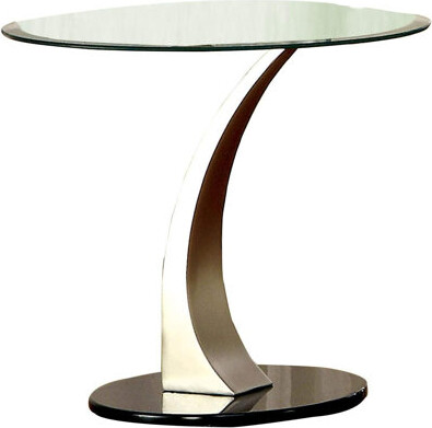 kungreatbig Round Glass Top End Table With Curved Pedestal Base, Black ...