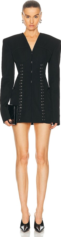 MACH & MACH Corset Detailed Blazer Dress in Black - ShopStyle
