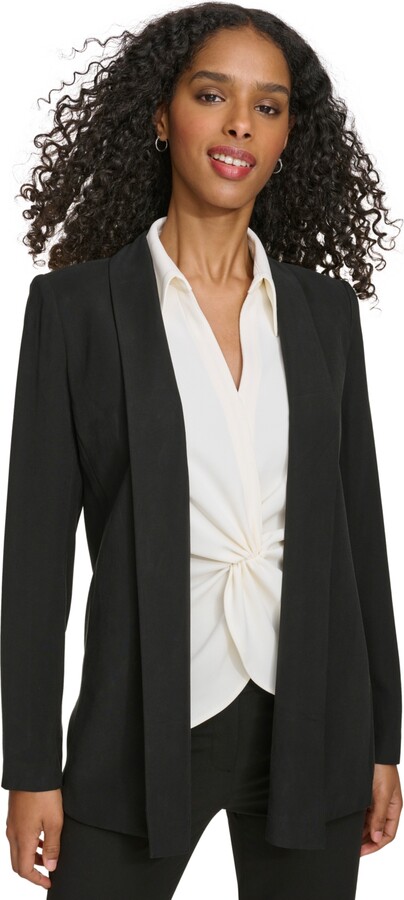 Calvin Klein Women's Open-Front Shawl-Collar Blazer - ShopStyle