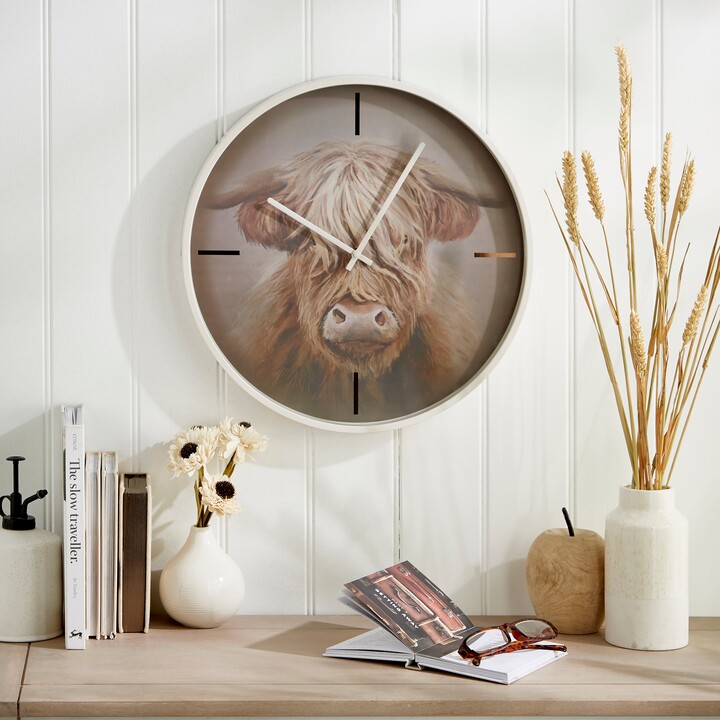 Dunelm Highland Cow Wall Clock Sandstone - ShopStyle