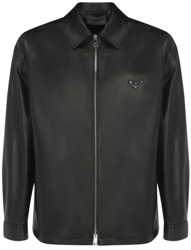 Prada Logo Plaque Zip-Up Jacket - ShopStyle