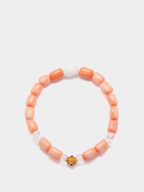 MUSA BY BOBBIE Ruby, Coral, Glass & 18kt Gold Bracelet - ShopStyle
