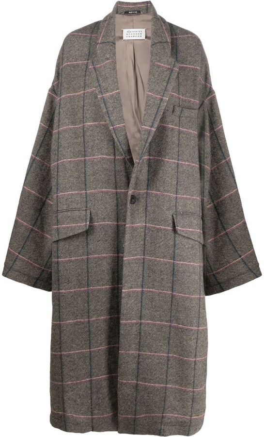 Maison Margiela Oversize Checked Midi Coat - ShopStyle