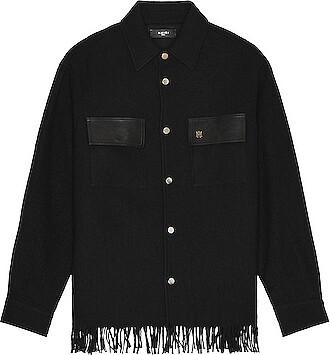 Amiri Button Fringe Padded Overshirt in Black - ShopStyle Long Sleeve ...