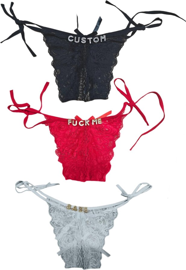 Naispanda Sexy Custom Name Rhinestone Shiny Letter Lace Panties for ...
