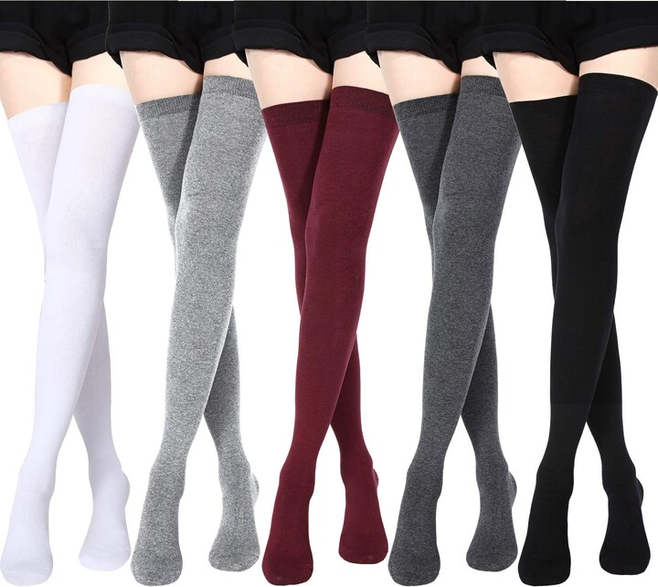 SATINIOR Extra Long Socks Thigh High Cotton Socks Extra Long Boot ...