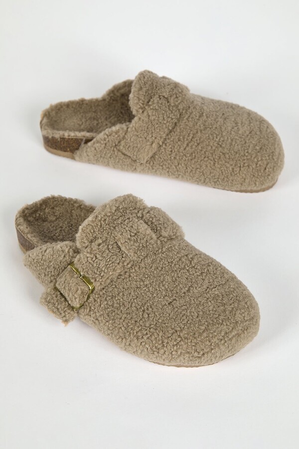 Roman Originals Sherpa Borg Mule Slippers in Mink - ShopStyle
