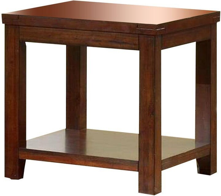 Simplie Fun End Table Dark Cherry Open Shelf Natural Wood Grain Design ...