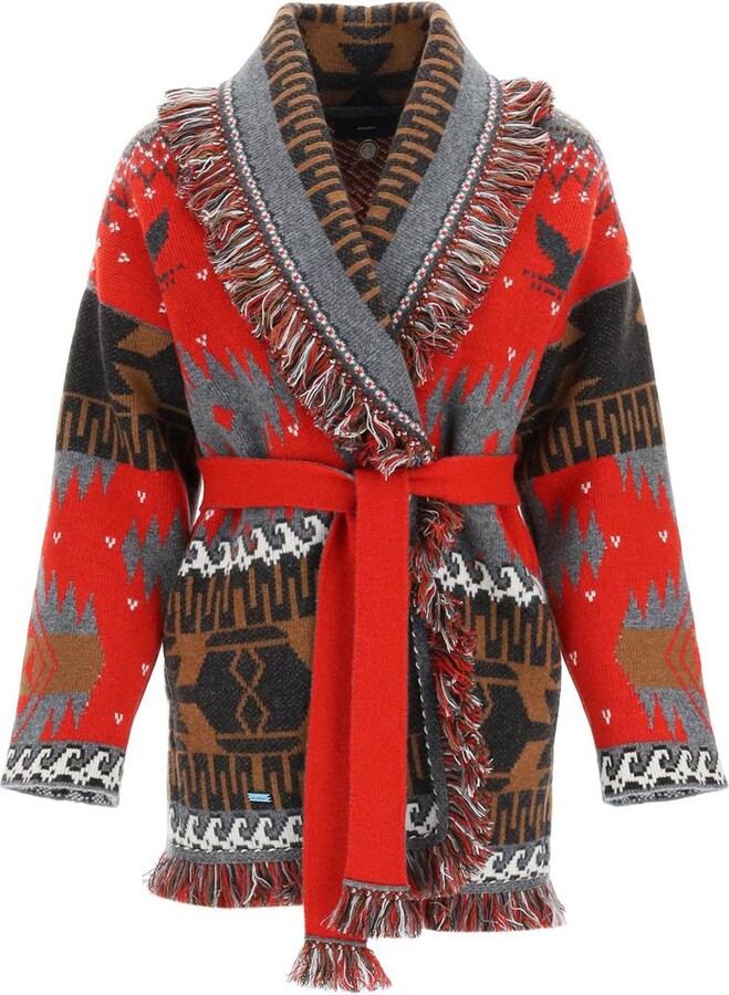 Alanui 'arctic ocean' icon cardigan in jacquard wool and cashmere ...