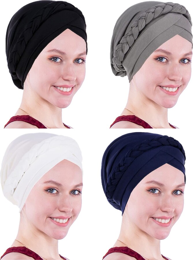 Awlsyj Chemo Cancer Head Hat Cap Bohemia Pre-Tied Twisted Braid Hair ...
