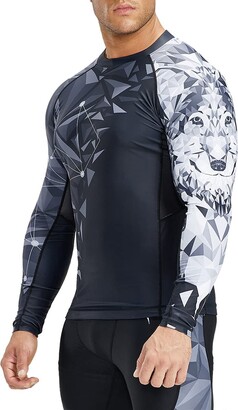 HUGE SPORTS BJJ Men's Long Sleeve Compression Rash Guard for Surf MMA ...