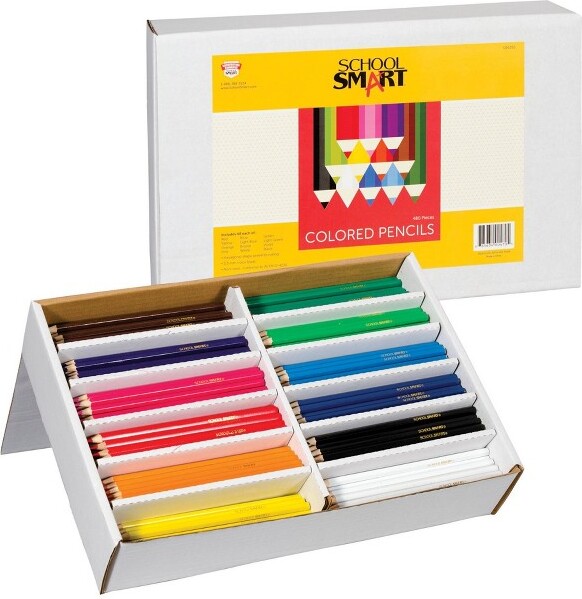 School Smart Colored Pencils Classroom Pack, 12- Assorted Colors, Pack ...