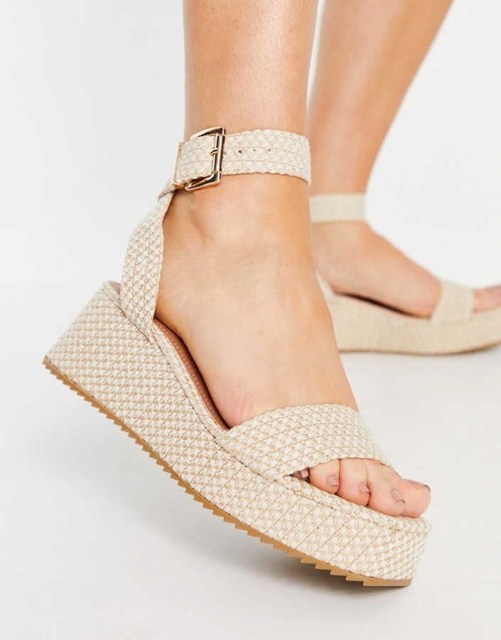 ASOS DESIGN Tatiana flatform sandals in natural - ShopStyle