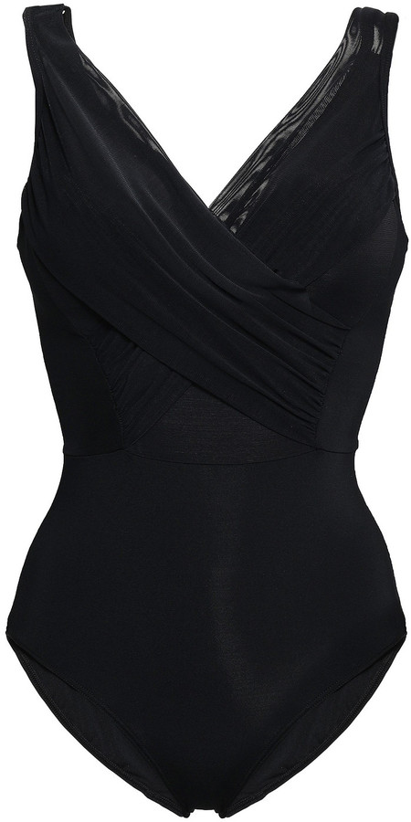 Jets Aspire Ruched Mesh-paneled Underwired Swimsuit - ShopStyle