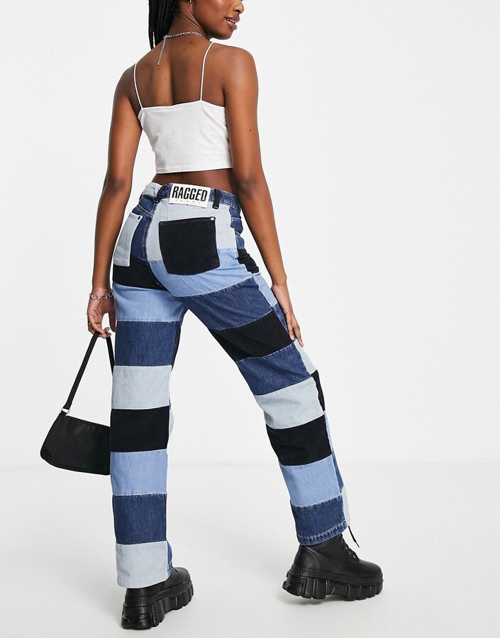 The Ragged Priest relaxed jeans in patchwork denim & cord - ShopStyle