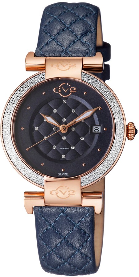 Women's GV2 Berletta Diamond Quilted Leather Strap Watch, 37mm - 0.0044 ...