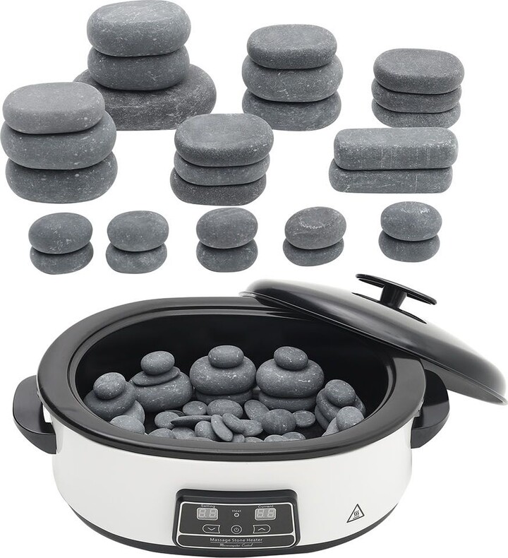 Living and Home 54Pcs Basalt Massage Hot Stone Set & Electric Massage ...