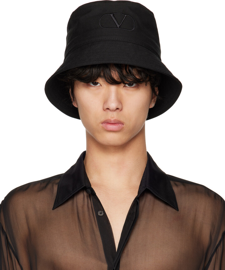 Valentino Garavani Black VLOGO Bucket Hat - ShopStyle