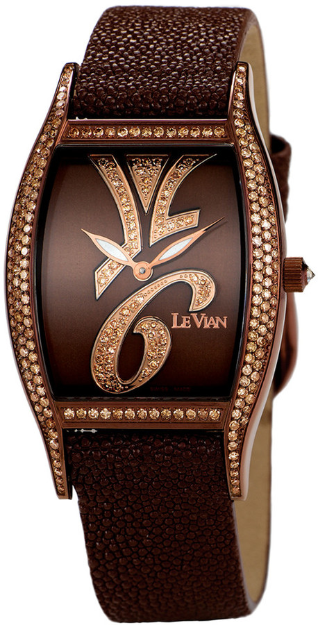 LeVian Women's Leather Diamond Watch - ShopStyle