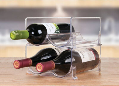 mDesign Plastic Stackable Wine Bottle Storage Organizer Rack ...