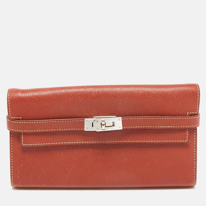 Hermes Brique Epsom Leather Kelly Longue Wallet - ShopStyle