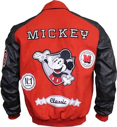 Litswear MJ Mickey-Mouse Wool And Faux/Synthertic Leather Red And Black ...